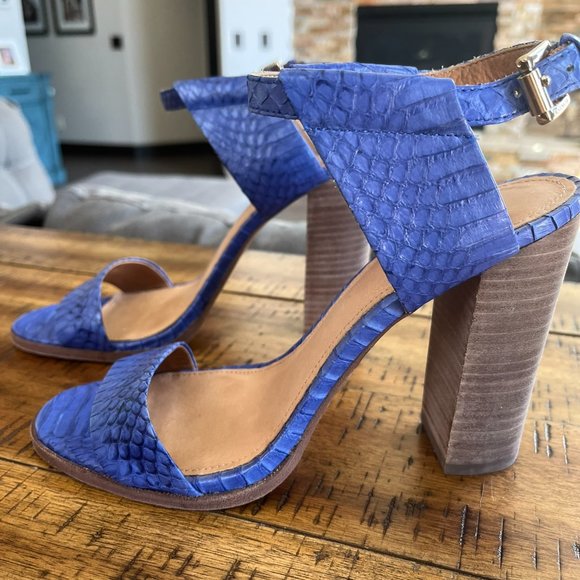 Coach | Shoes | Coach Lexey Blue Cobalt Snake Embossed Sandals 85 ...